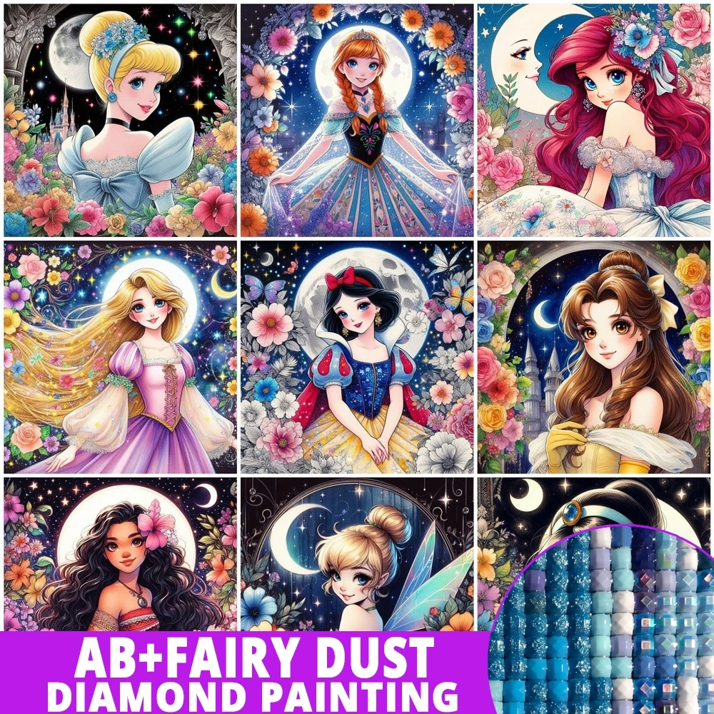 Fairy Dust AB Disney Cartoon Princess 5D DIY Diamond Painting Cross ...