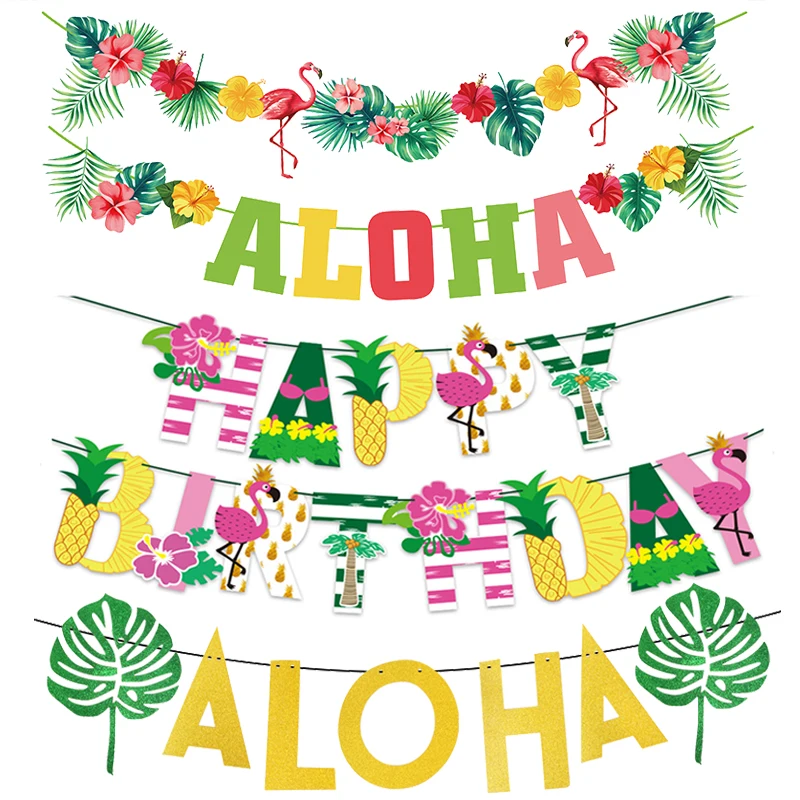 Hawaiian-Party-Decorations-Flamingo-Garlands-Hawaii-Luau-Tropical-Party ...