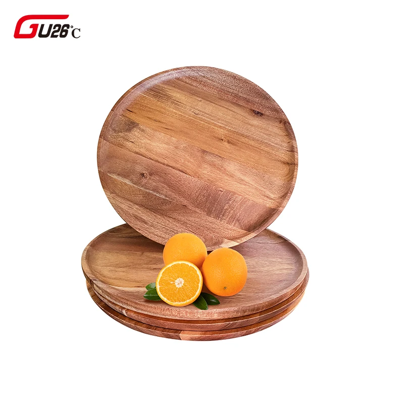 Wooden Tableware Set | Round Wooden Plate | Wood Tableware Set | Wood ...