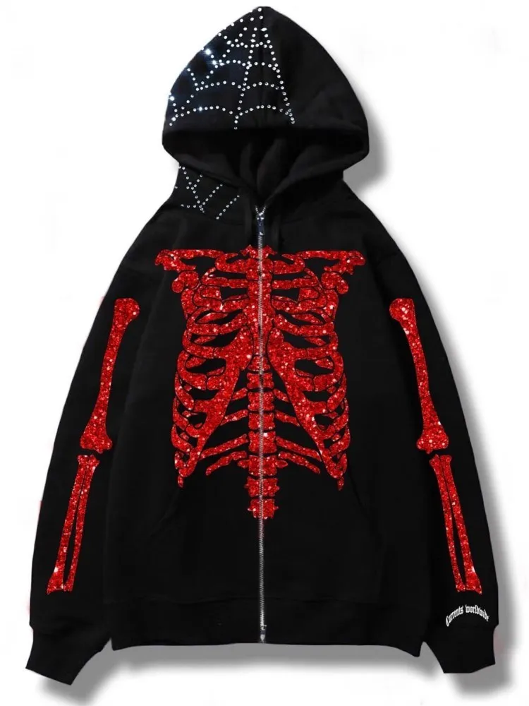 Zip Hoodies Rhinestones | Rhinestone Hoodie Sweatshirt | Rhinestone ...