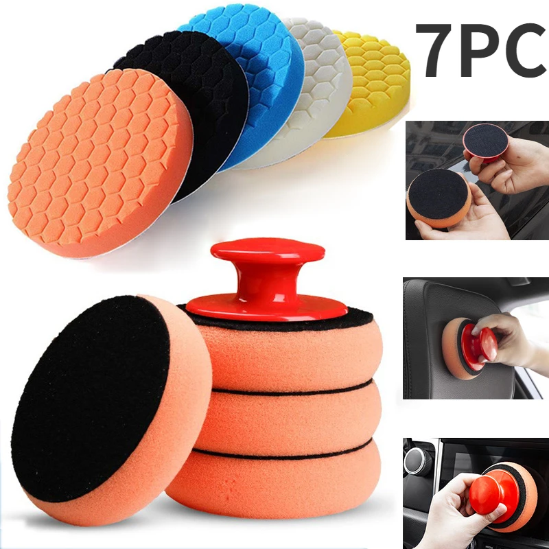 7PC-Car-Wash-Waxing-Polish-Sponge-Microfiber-Applicator-Pads-Applicator ...