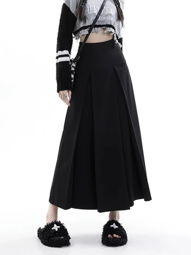 Women Black Goth A-line Skirt Vintage Y2k Oversize Long Skirts Harajuku ...