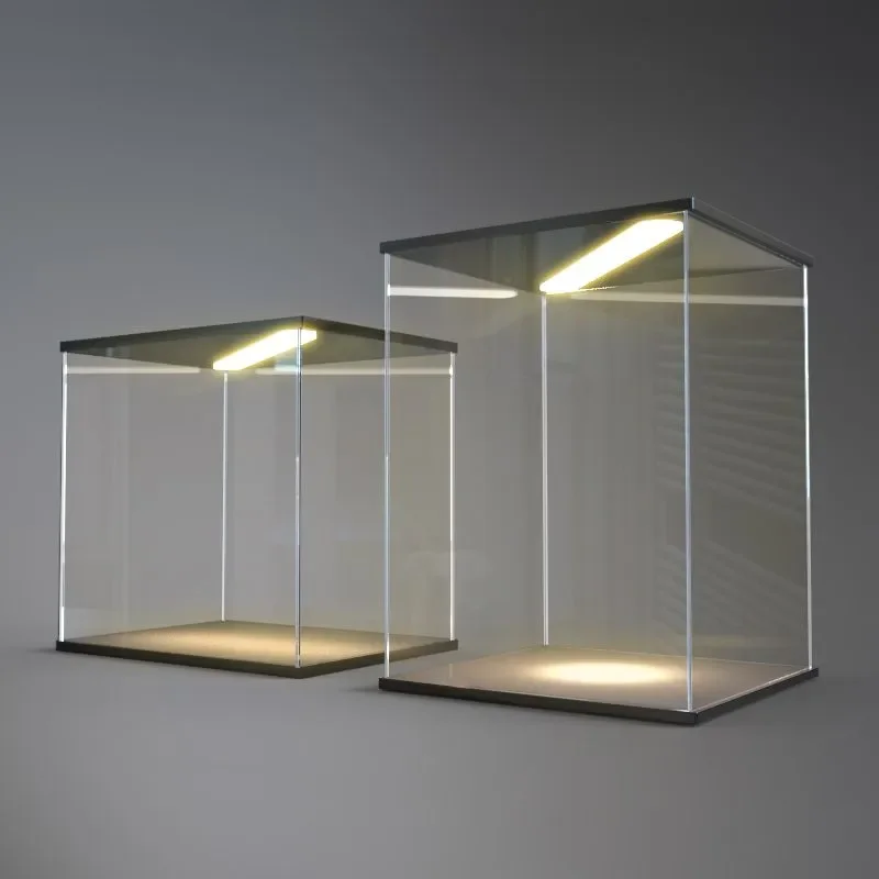 Clear Acrylic Display Case with Lamp,Countertop Display Box Organizer ...