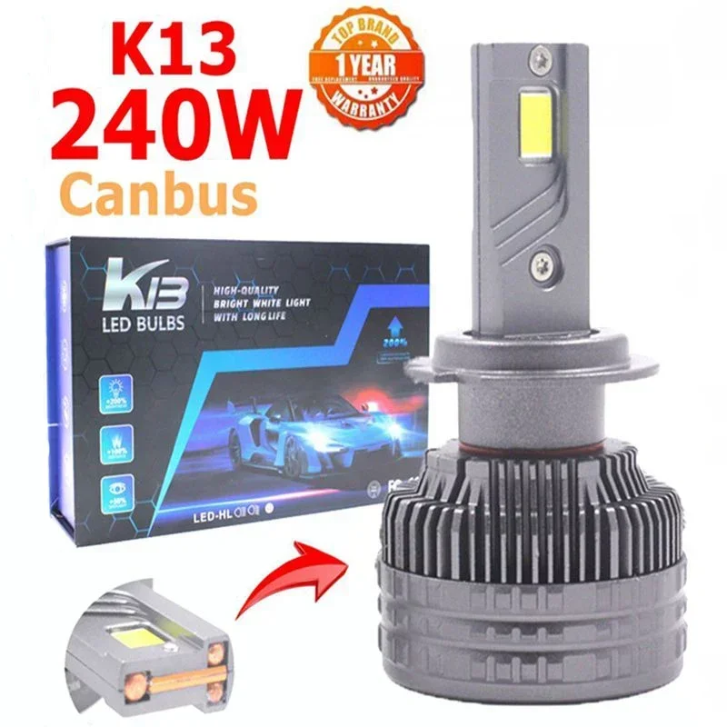 K13 MAX 240W H7 LED Bulb H11 H1 9005 H7 LED Headlight Kit Car Light Fog ...