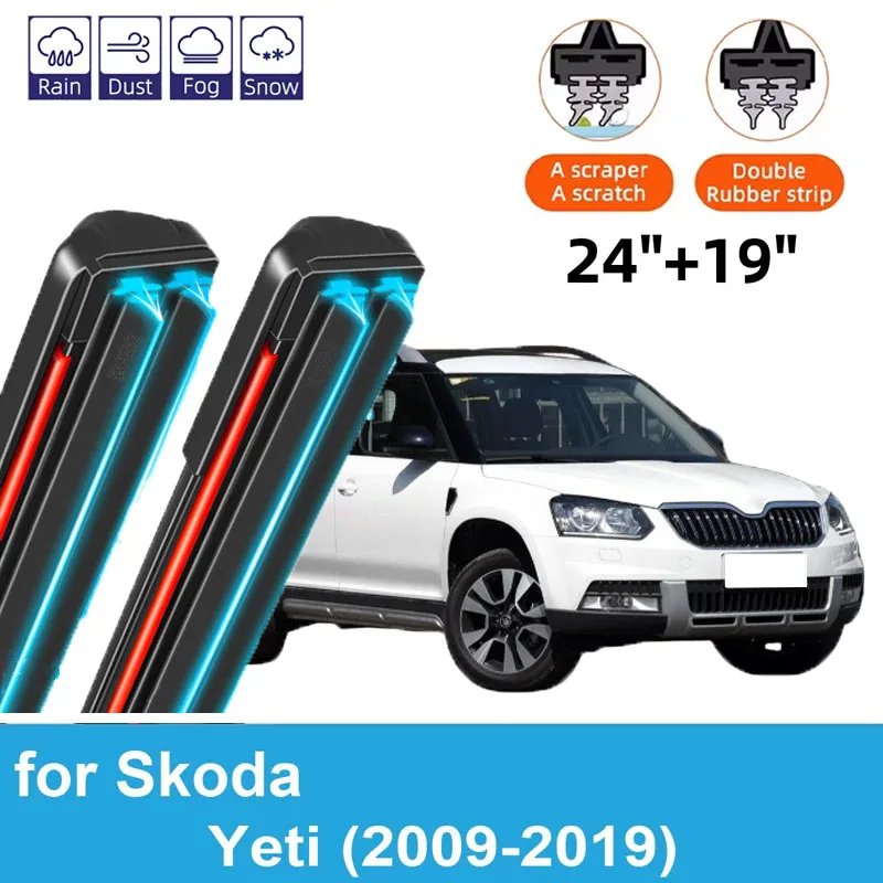 2PCS Car Wiper Blades for 2009-2019 Skoda Yeti Front Windscreen ...