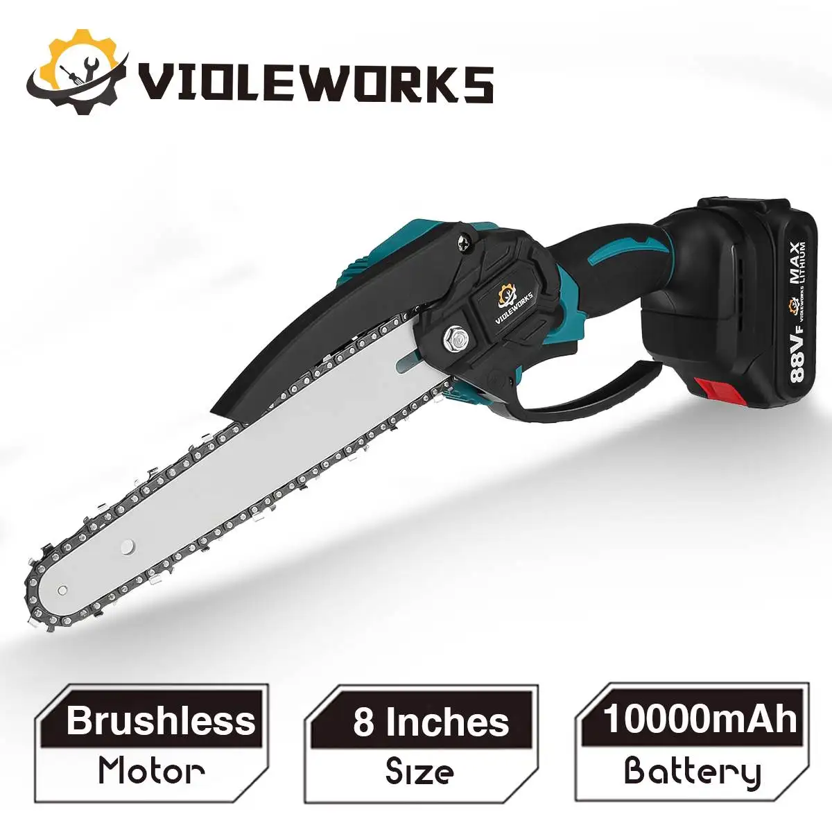 Violeworks 8 Inch 88vf Mini Brushless Electric Chain Saw Handheld ...
