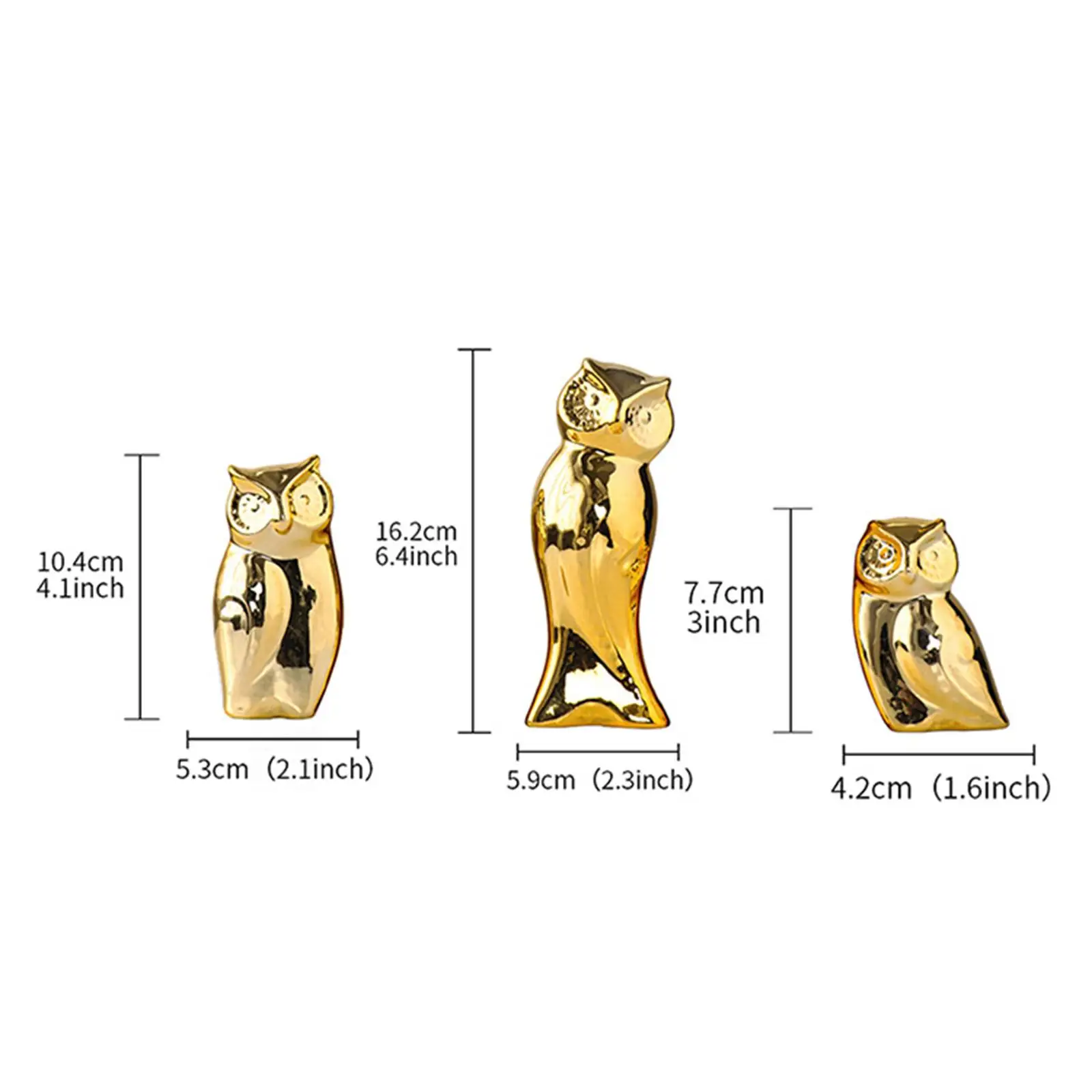 Golden-Owl-Statues-Owl-Figurines-Ceramic-Tabletop-Modern-Sculptures ...