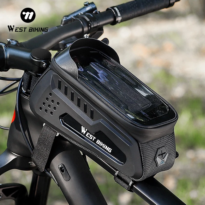 WEST BIKING Bicycle Top Tube Bag Waterproof Bike Front Frame Bag Fit ...