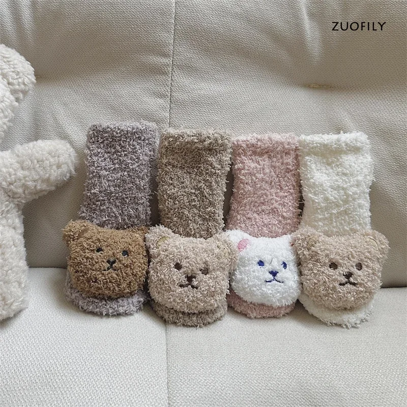 New Baby Soft Socks Cute Bear Winter Newborn Boy Girl Fluff Soft ...