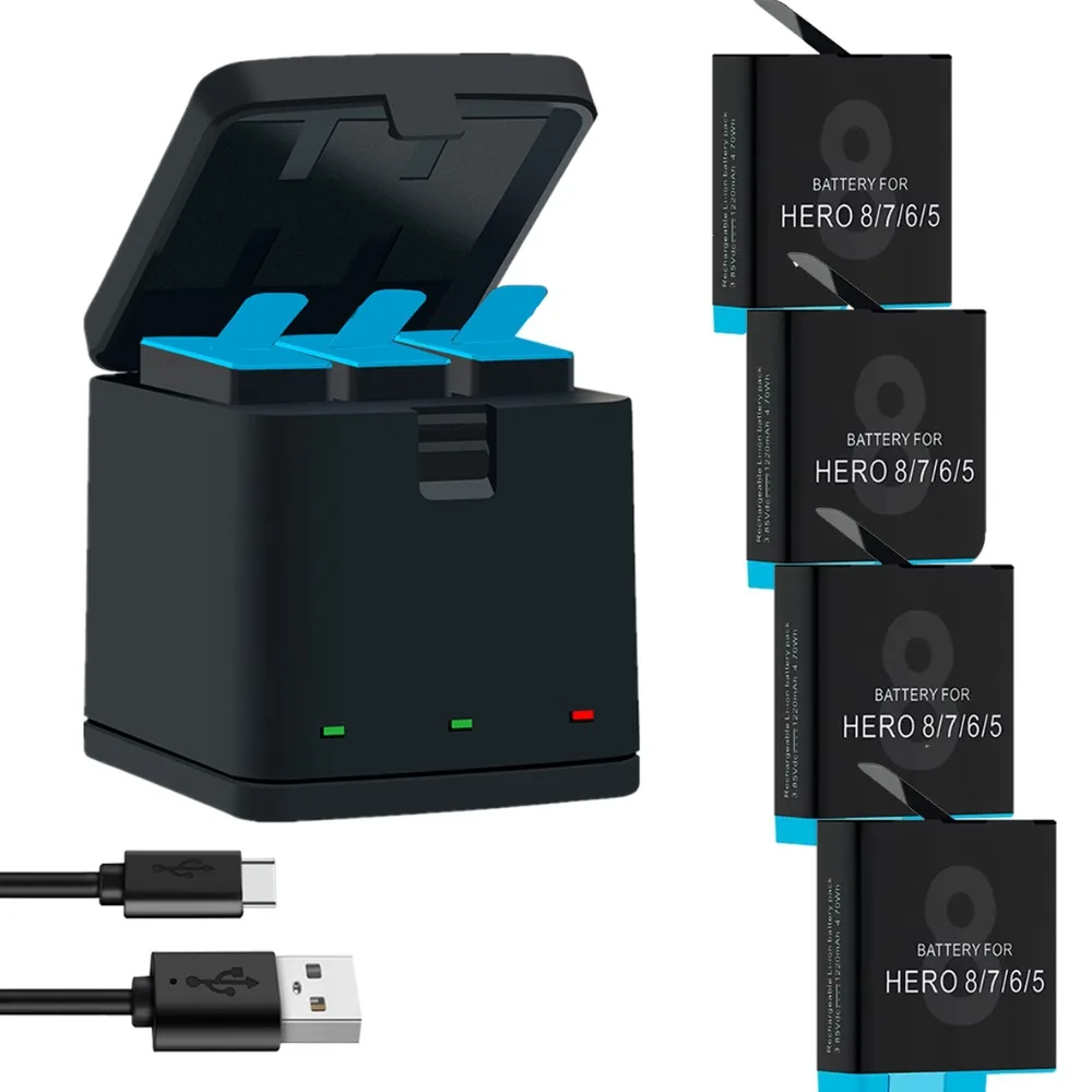 1220mAh-Rechargeable-Battery-for-Gopro-Hero-8-7-6-5-and-Triple-Charger ...