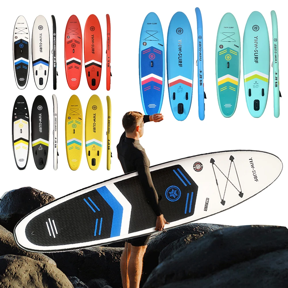Standing-Surfing-Board-with-Pump-Inflatable-Surfboard-PVC-Racing-Paddle ...