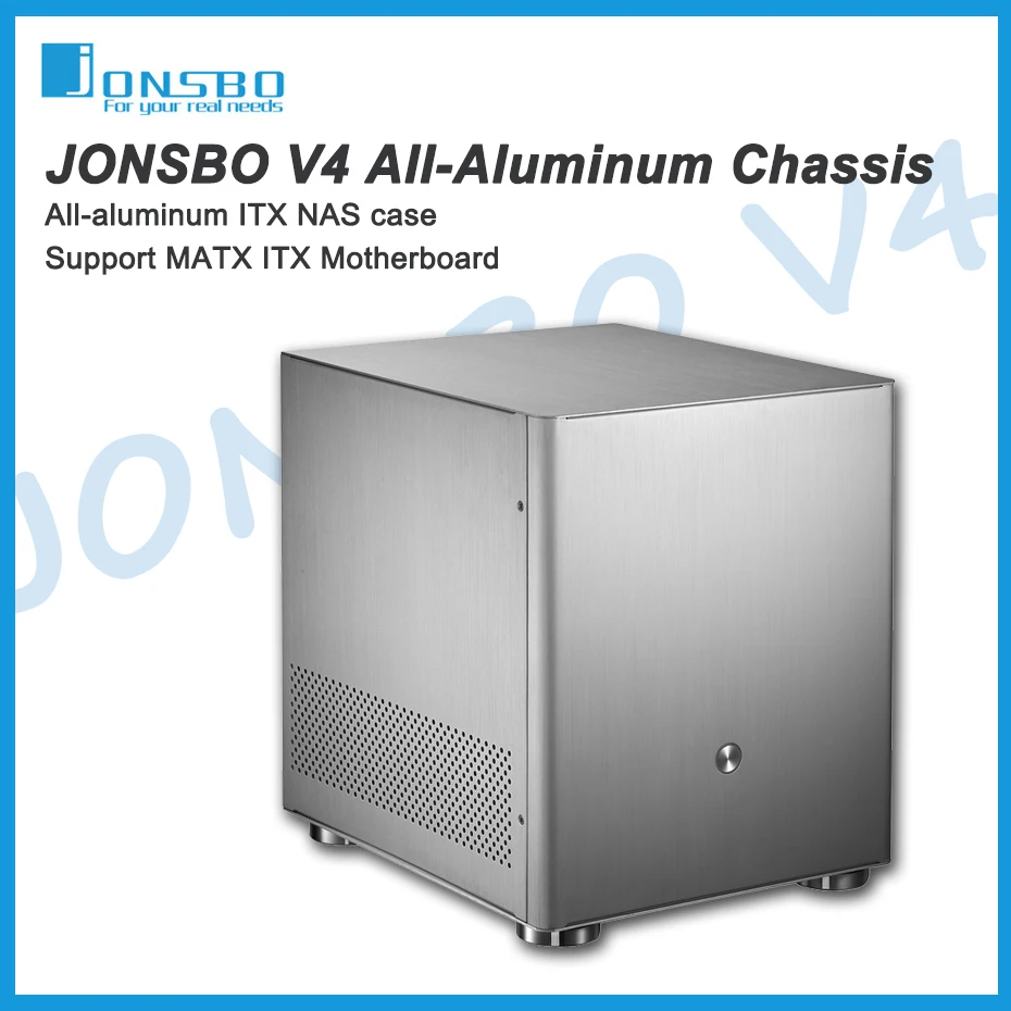 JONSBO V4 ITX All-Aluminum Chassis Mini PC Computer Case Support MATX ...