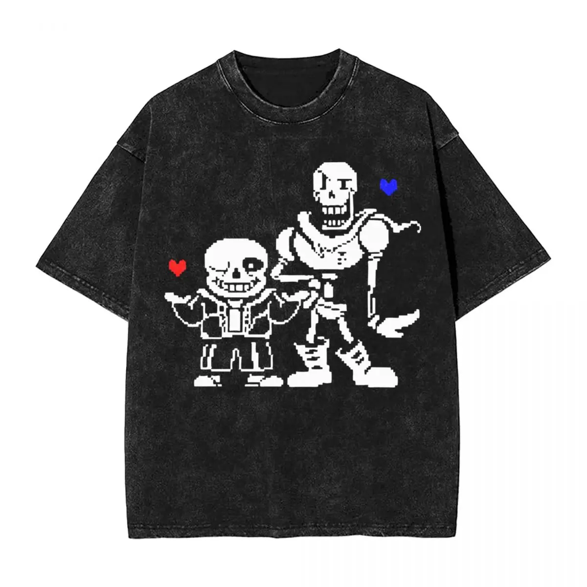 Undertale Sans And Papyrus Frisk Red Heart Washed T Shirts Streetwear ...