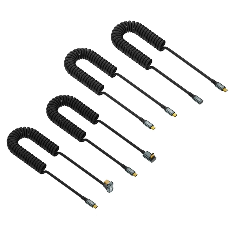 Coiled-USB-C-Type-C-Cable-TypeC-Staight-and-Elbow-Header-Cord-20V5A ...
