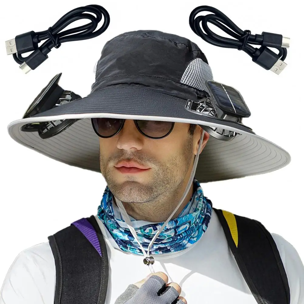 Outdoor-Solar-Fan-Hat-with-2-Fan-Large-Brim-Windproof-USB-Charging-Anti ...