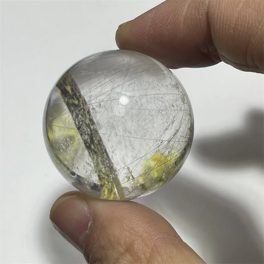 3.4cm Natural Quarte Rutilated Golden Hair Crystal Ball Polished Quartz ...