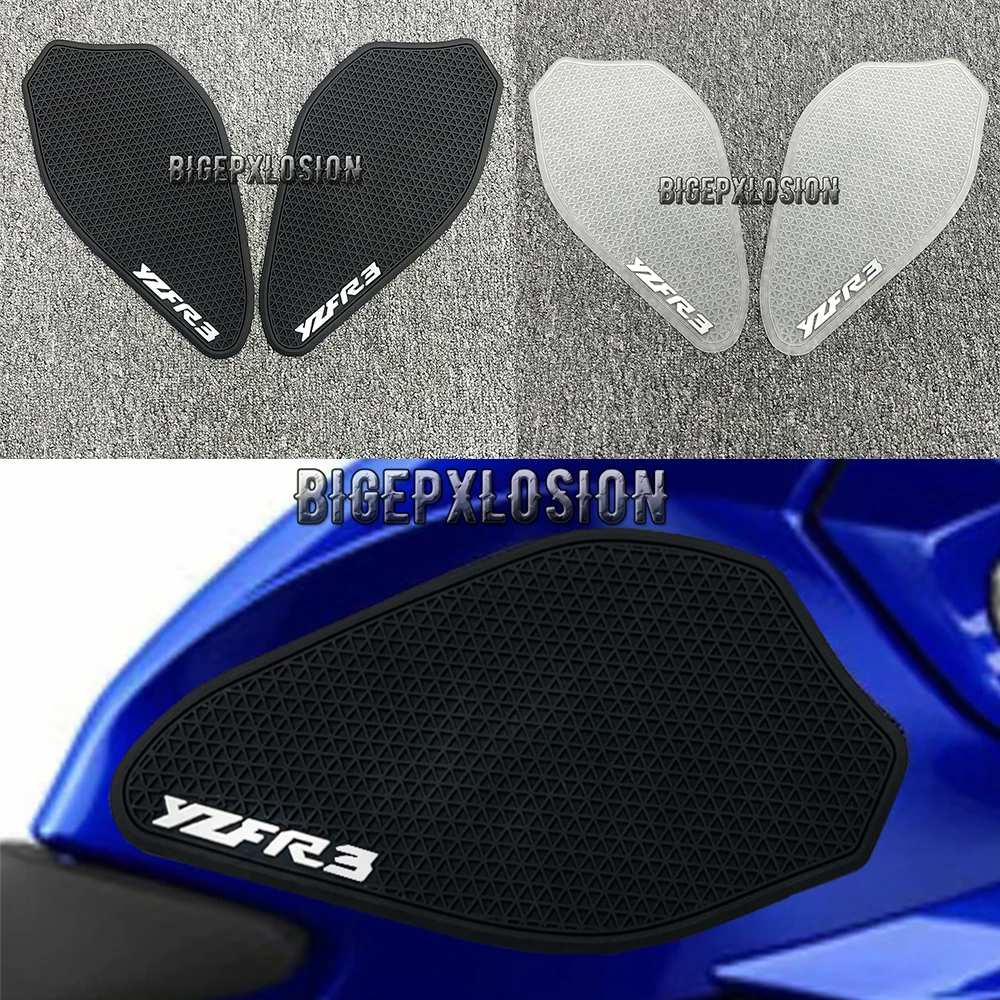 NEW YZF-R3 Side Fuel Tank pad Tank Pads Protector Stickers Knee Grip ...