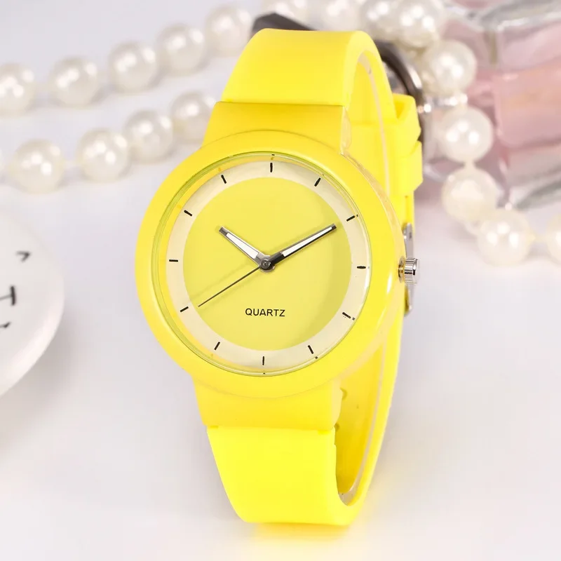 Women-Fashion-Casual-Silicone-Strap-Analog-Pink-Girl-Quartz-Round-Watch ...