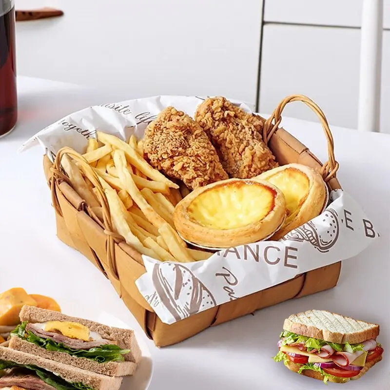 100pcs-Oilproof-Wax-Paper-Cake-Bread-Food-Wrapper-Disposable-Burger ...