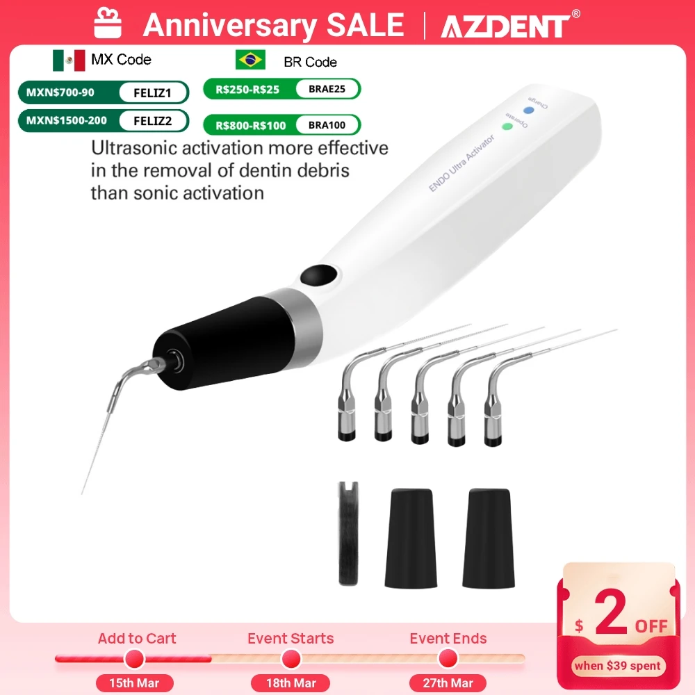 AZDENT-Dental-Endo-Ultrasonic-Activator-6-Tips-Cordless-Endodontic ...