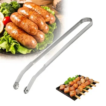 Sausage Turning Tongs BBQ Stainless Steel BBQ Tongs Long Handle Grill ...