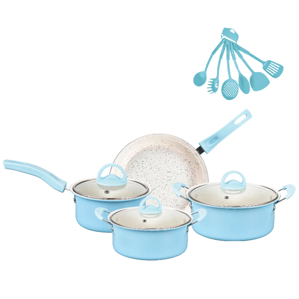 13PCS Nonstick Cookware Set Medical Stone Coating Ergonomic Handle ...