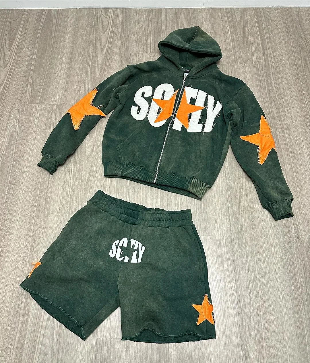 American college style casual sports suit men's round neck loose zipper ...