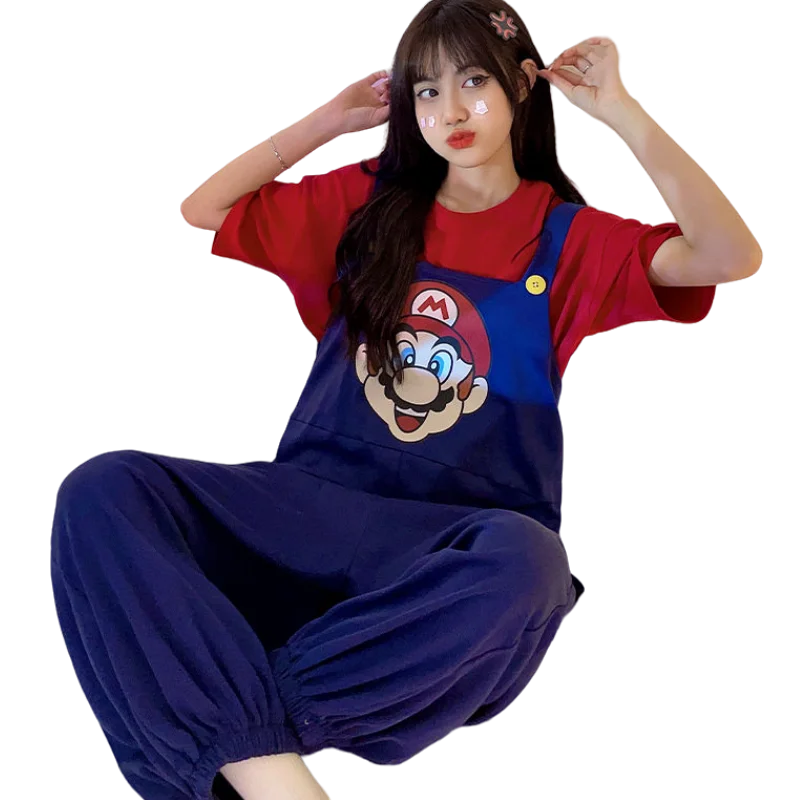 Pyjama-Cr-atif-en-Coton-Motif-de-Super-Mario-MK-pour-Couples-V-tement ...