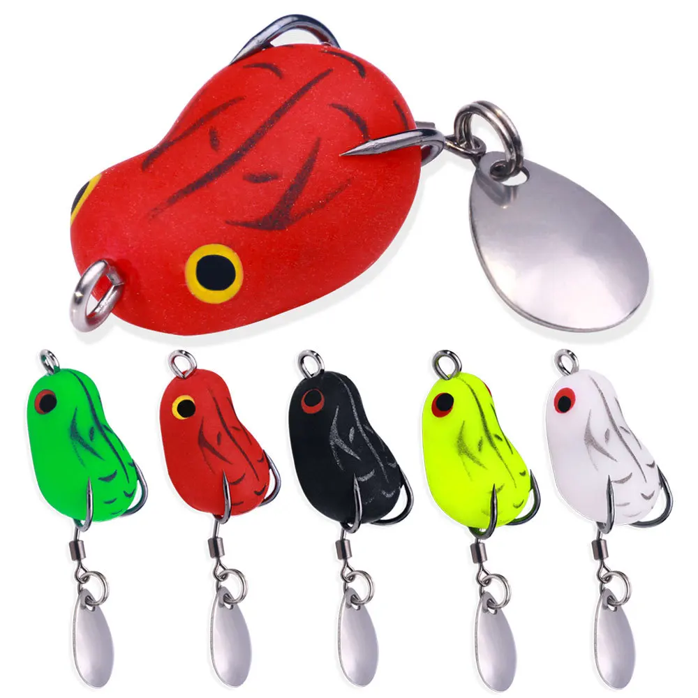 Mini Soft Frog Fishing Lure Spinner Bait Metal Sequin Double Hook ...