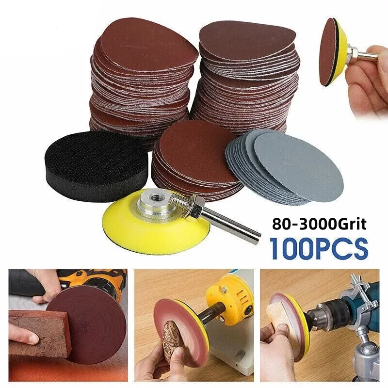 100pcs 2 Inch Sanding Discs Pad 80-3000 Grit Sandpapers Drill ...
