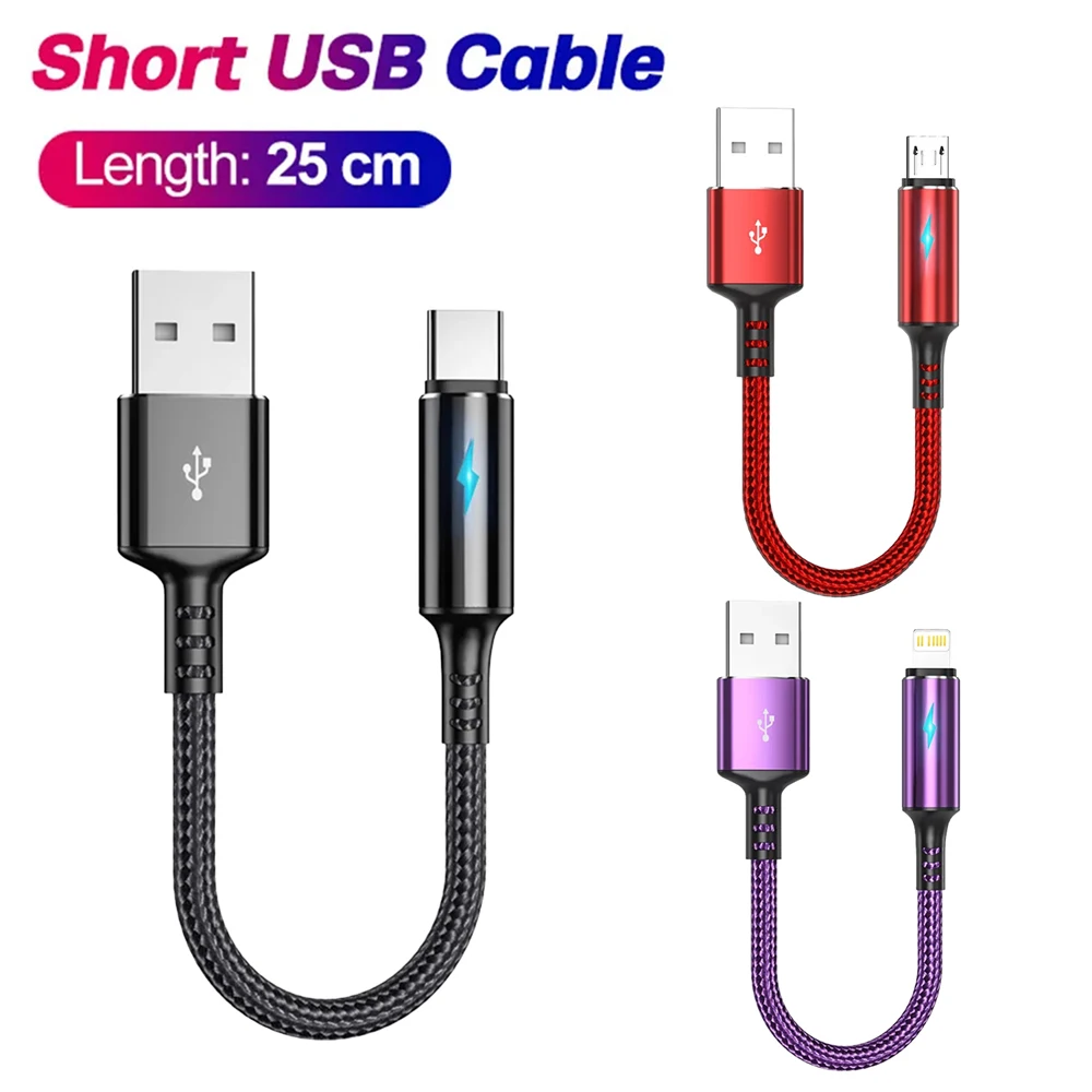 0-25m-Short-Type-C-USB-Charger-Cable-Data-Cord-for-Micro-IOS-iPhone-13 ...