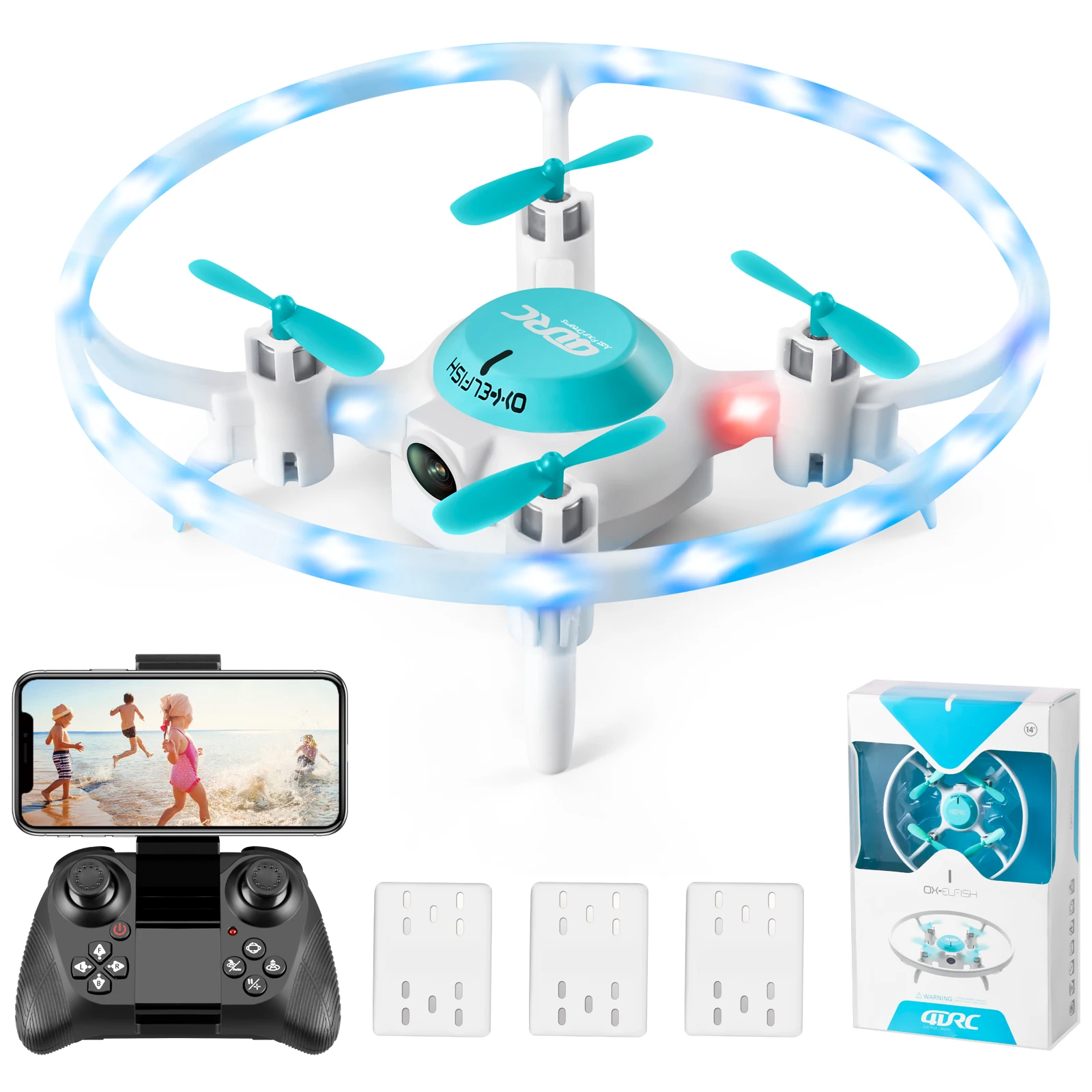 V5 Mini Drone 4K With LED Lights HD Camera 1080P WiFi FPV RC Helicopter ...