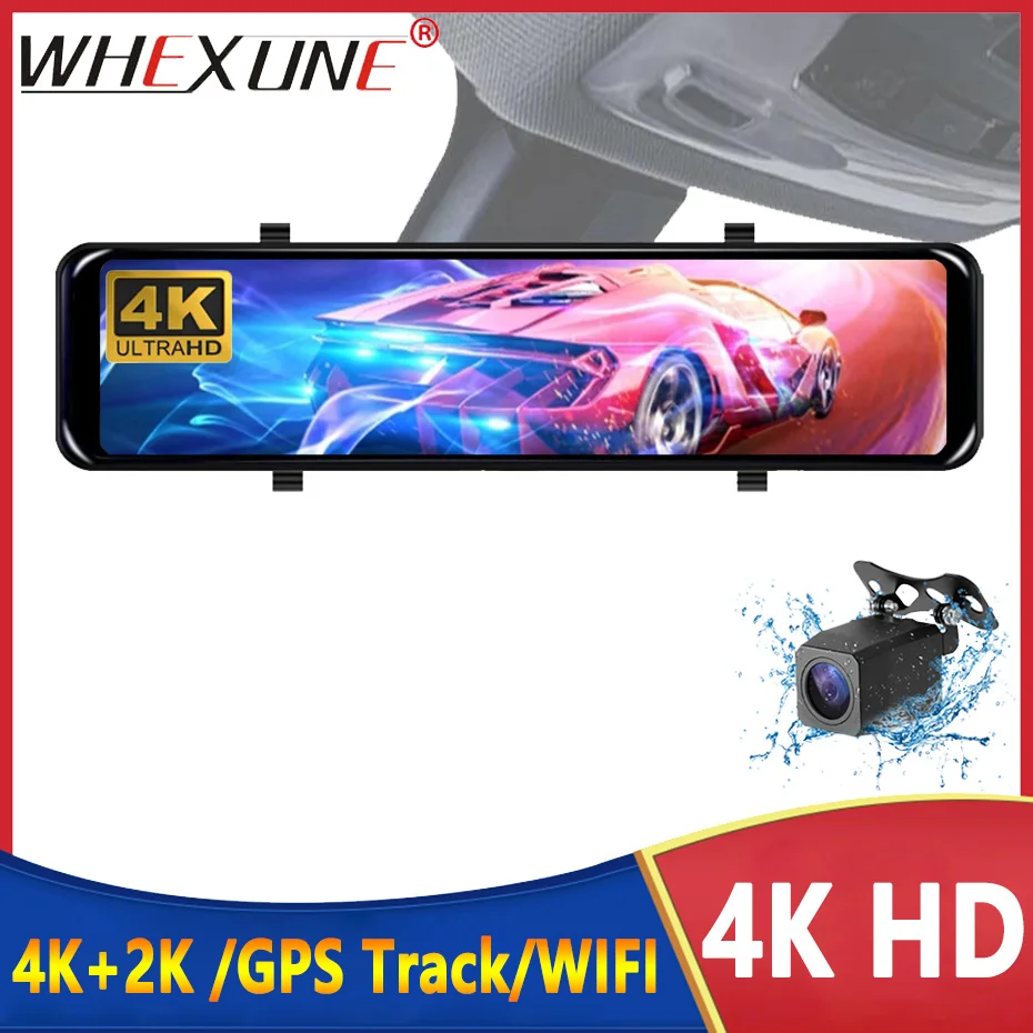 WIFI-4K-2K-12-Inch-Rear-View-Mirror-Dash-Cam-Camera-3840-2160P-Car-Dvr ...