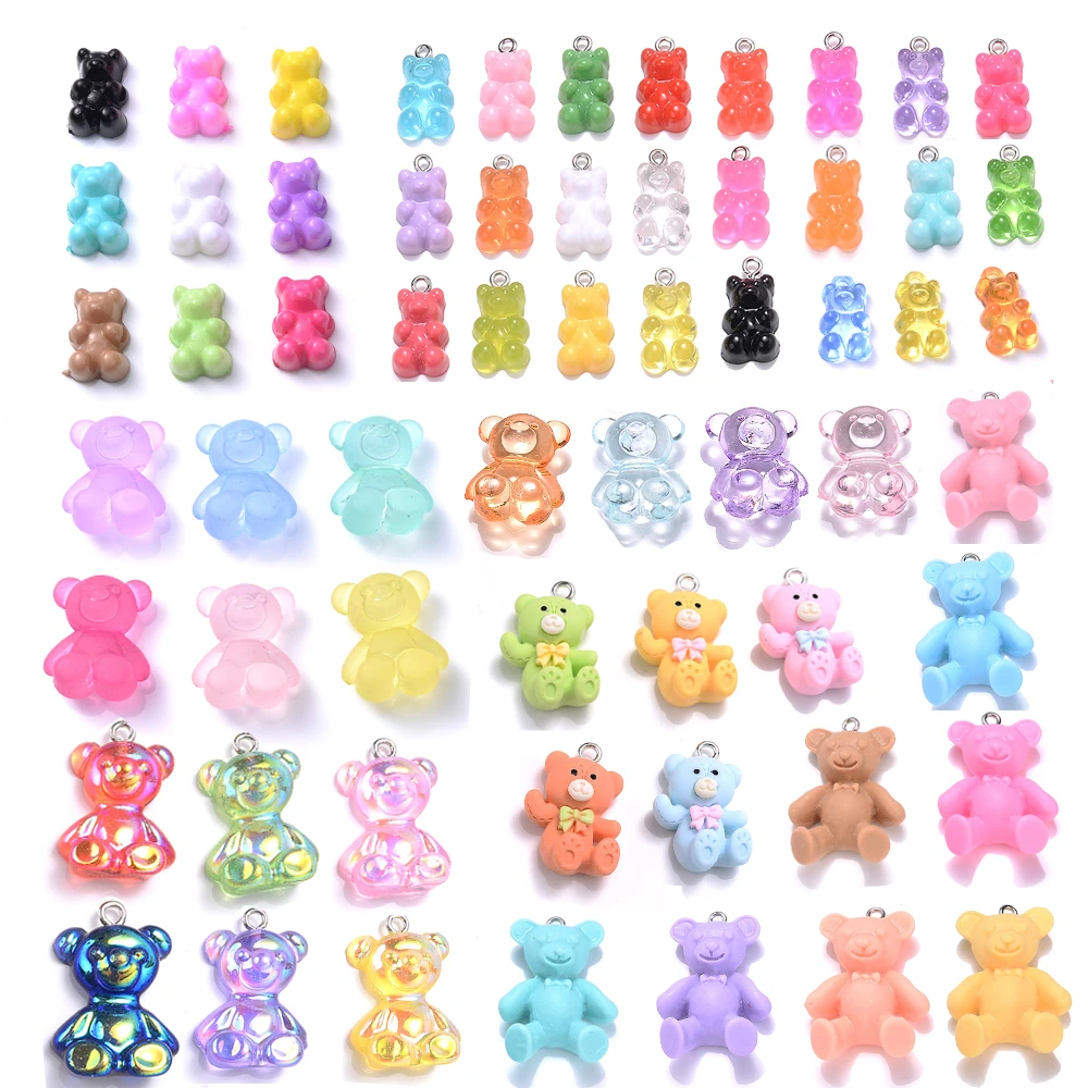 iYOE 10/20pcs Mix Resin Bear Charms Cartoon Gummy Bear Spacer Beads For ...