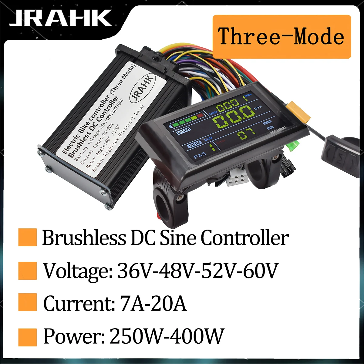 JRAHK 36V-60V Sine Wave Controller Brushless DC Controller 250W-400W 7A ...