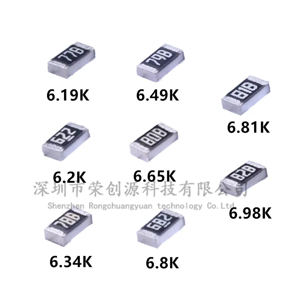 100pcs/lot 0603 smd Chip Resistor 1% 6.19K 77B 6.2K 622 6.34K 78B 6.49K ...