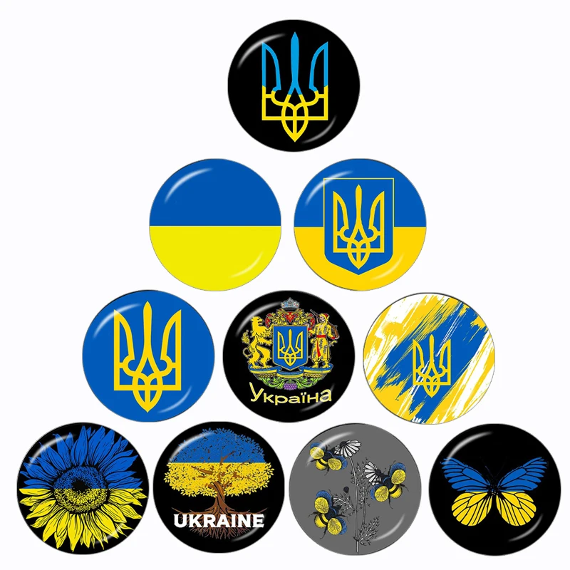 Ukraine Tryzub With Ukraine Flag 10pcs 12mm/16mm/18mm/20mm/25mm/30mm ...