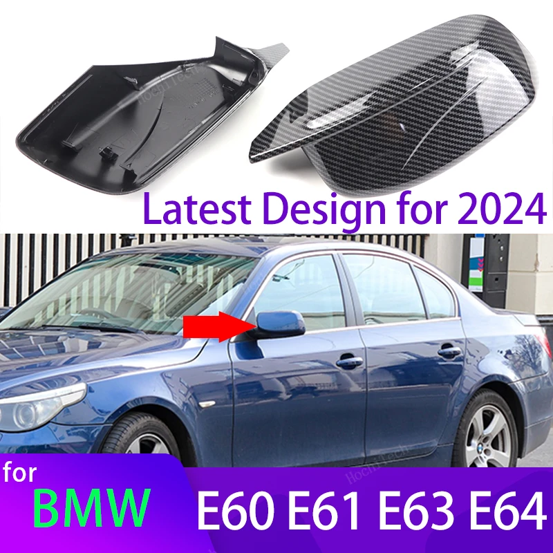 2024-New-Carbon-Fiber-Look-Black-Side-Mirror-cover-Caps-for-BMW-5 ...