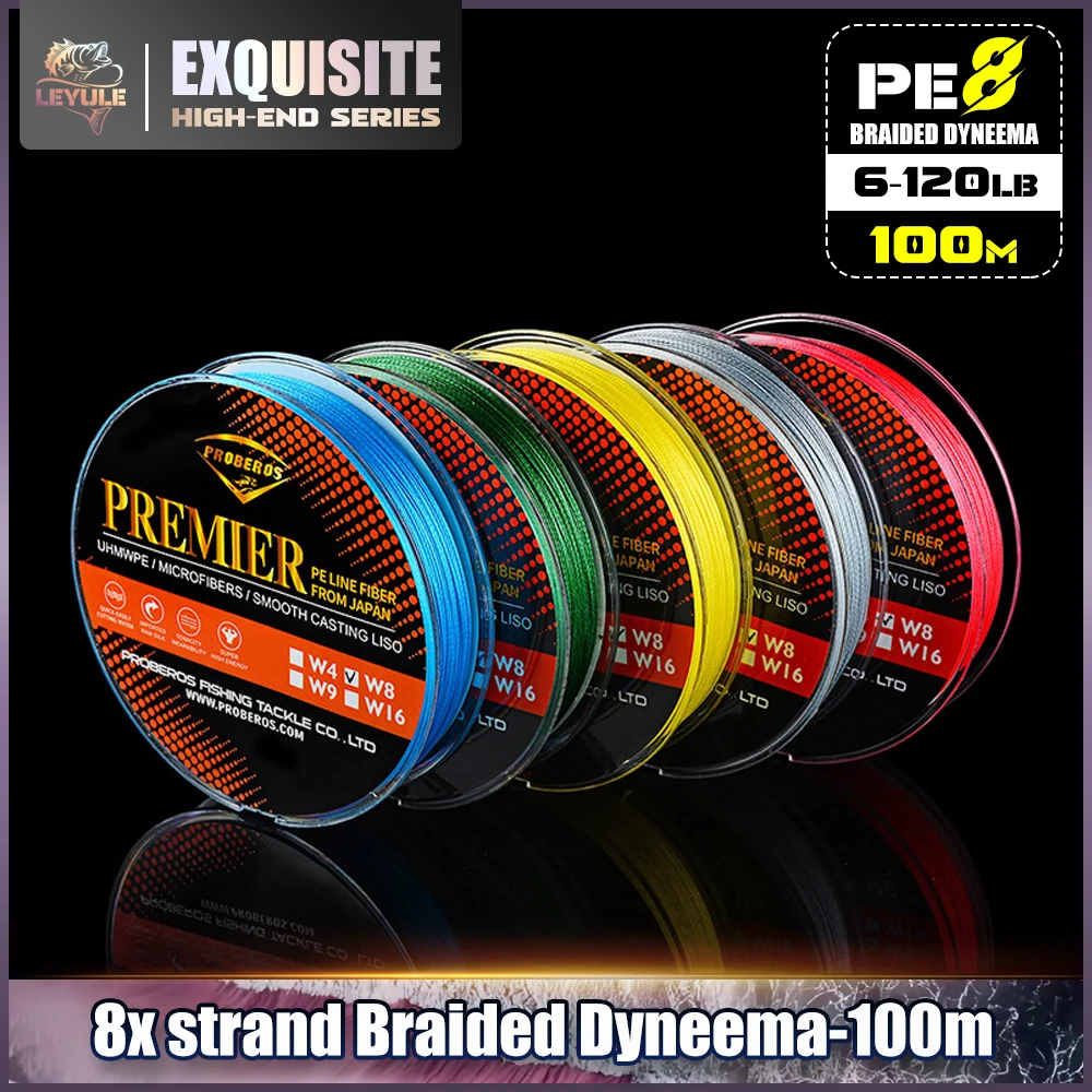 100m 8 Strands Dyneema Fishing Line 6lb-120lb PE Braided Fishing Wire ...