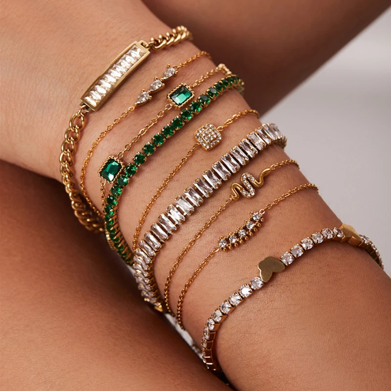 2024-Classic-Snake-Chain-Bracelets-Women-Trend-Gold-Plated-Stainless ...