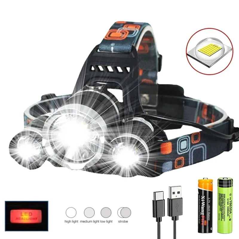 Portable-Super-Bright-Led-Headlamp-Use-18650-Battery-Rechargeable-Head ...