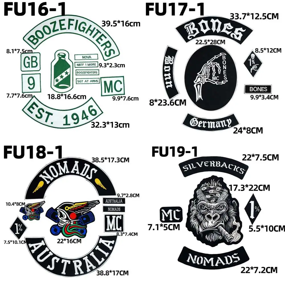 FU16-FU20 BOOZEFIGHTERS MC SGT ที่แขนปัก Punk Biker Patches