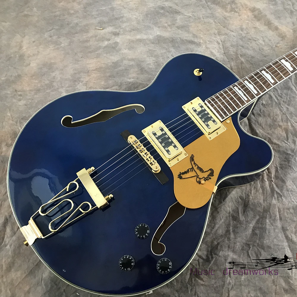Custom Semi hollow and double F-holes Jazz Electric Guitar(Navy blue ...