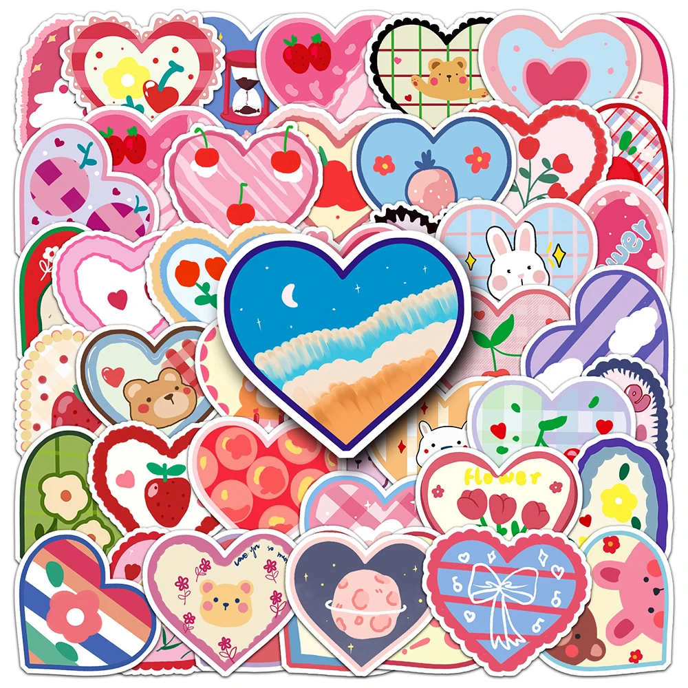 10-30-50PCS-Cartoon-Pink-Love-Heart-Stickers-Decoration-Toys-DIY ...
