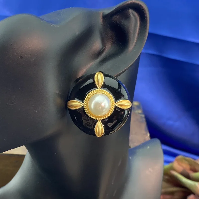 Vintage-Hand-made-Enamel-Glaze-Inlaid-Simple-Ear-clips-Fashion-Elegant ...