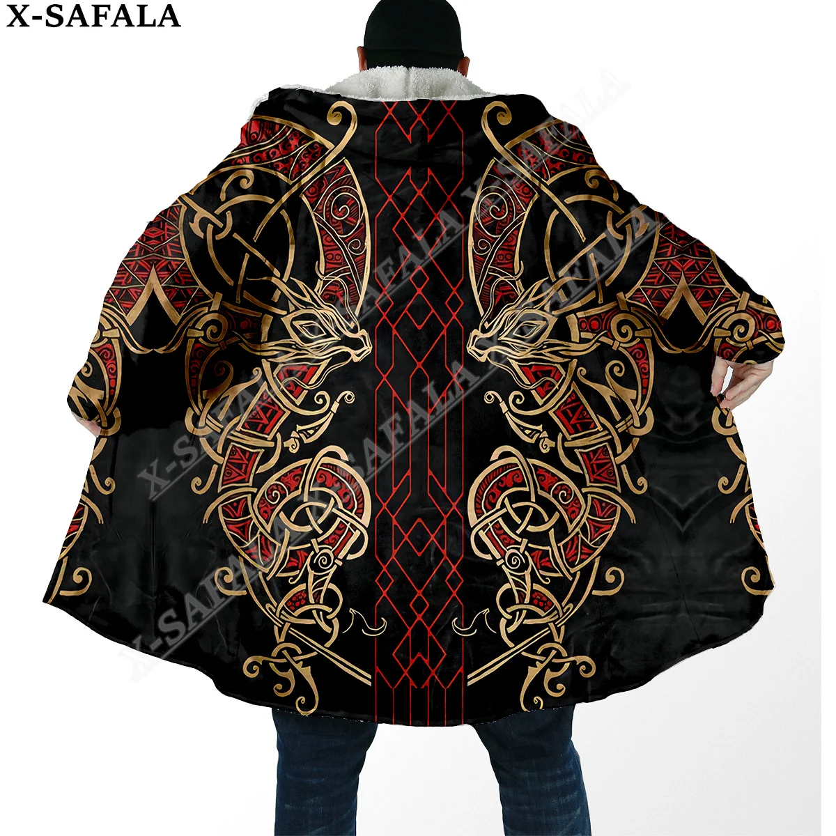 Thick-Warm-Hooded-Cloak-for-Men-Tattoo-Symbol-Viking-Armor-Overcoat ...