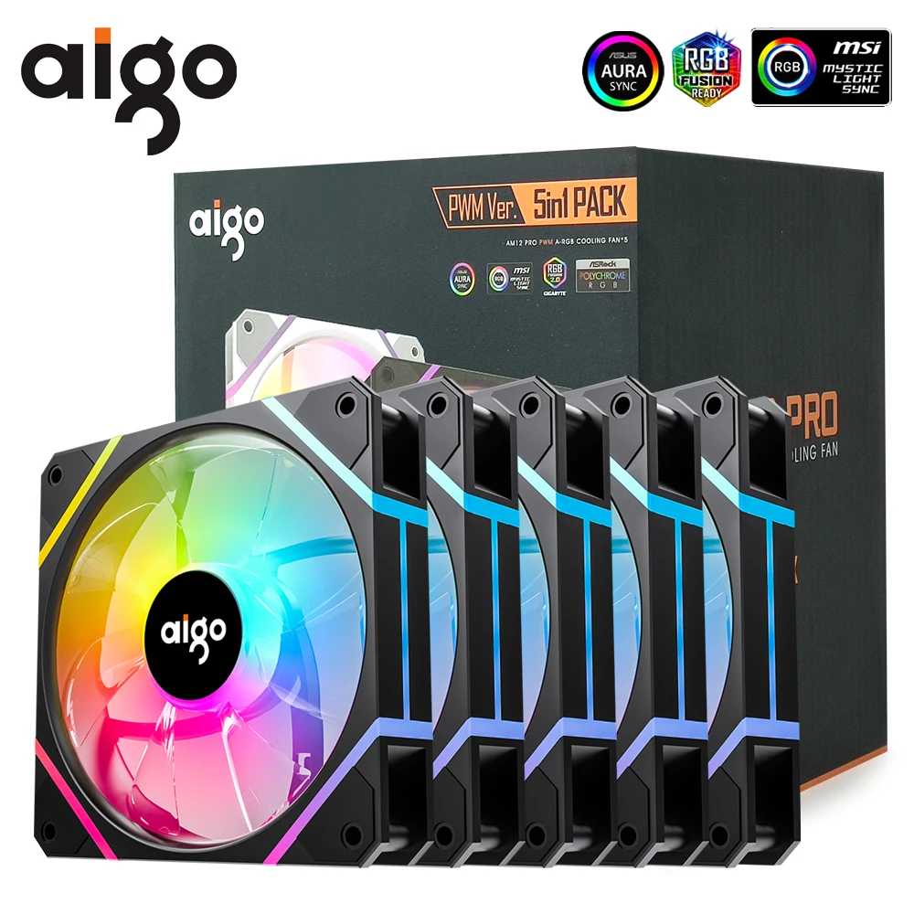Aigo AM12PRO Rgb Fan Ventoinha PC 120mm Computer Case Fan Kit Water ...