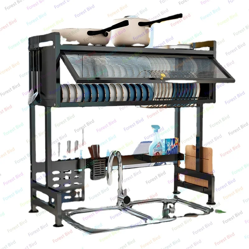 Table-Kitchen-Sink-Drain-Rack-with-Door-Dustproof-Adjustable-Shelves-Sink-Storage-Cabinets-Home ...