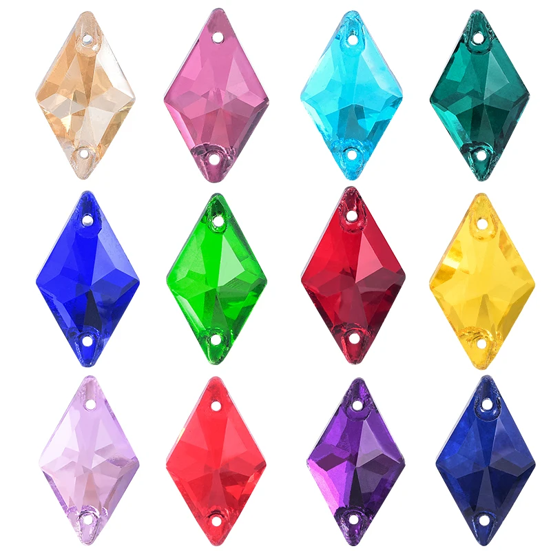 11x19mm 28pcs Rhombus Colorful Crystal AB Sew On Rhinestone Flatback ...
