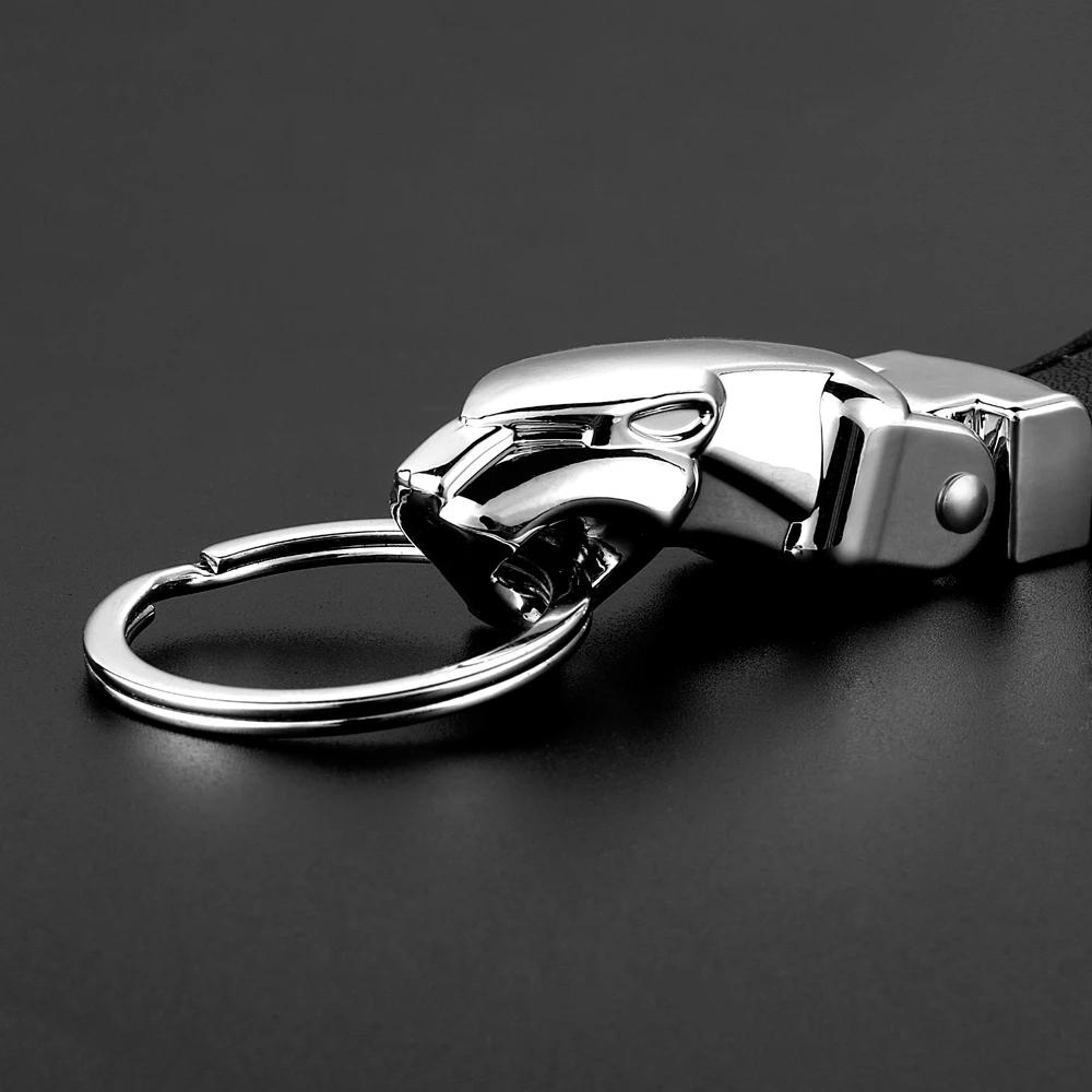 Car-Luxury-Leopard-Head-Genuine-Leather-Key-Chain-Key-Rings-Holder ...